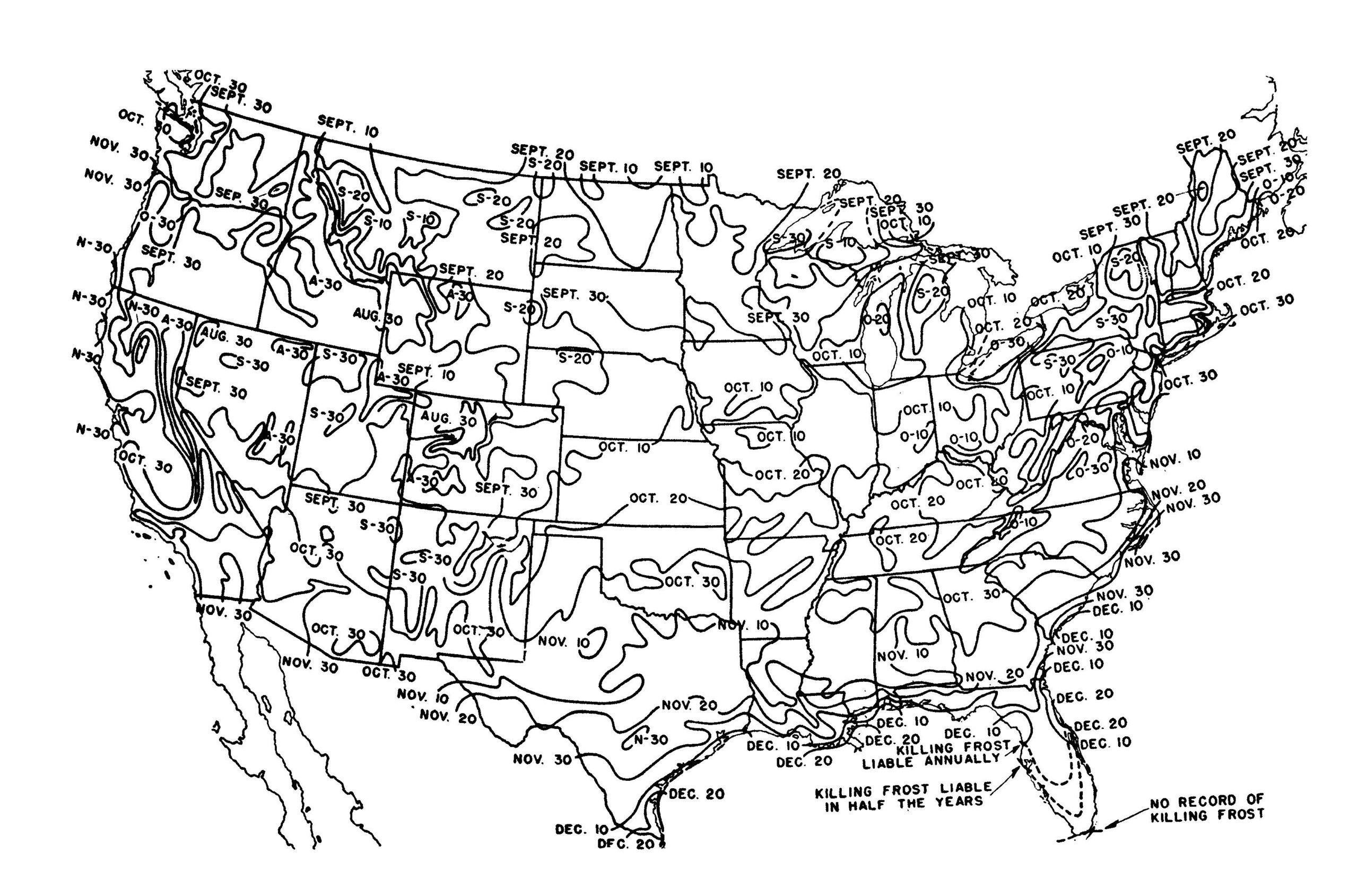 First Frost Date Chart ⋆ Shawna Coronado